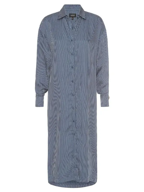 LAHIVE Genevive Striped Shirt Dress - Blue