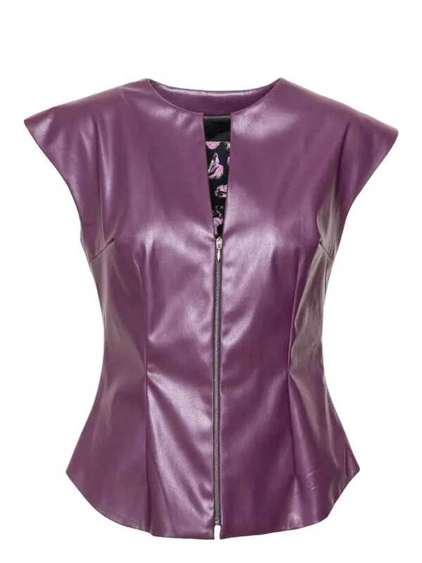 ARTISTA Nux Leatherette Zipped Top - Purple