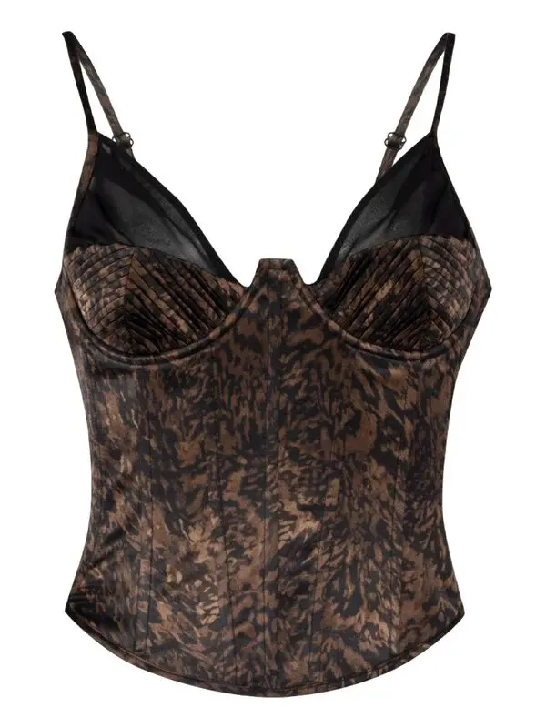 PCFG Leopard Print Corset Top - Black/brown