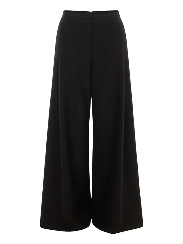 SAZHA High-waisted Wide-leg Pleated Trousers - Black