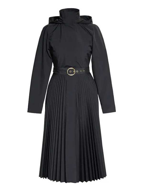 RAINSISTERS Coat With A-line Pleated Skirt - Black