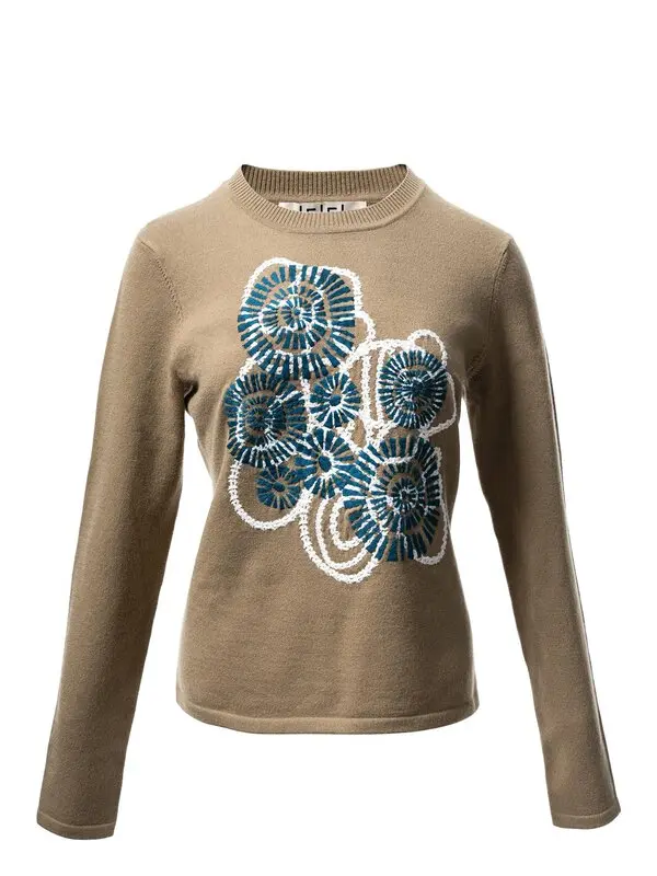 FULLY FASHIONING Beck Embroidered Sweater - Brown