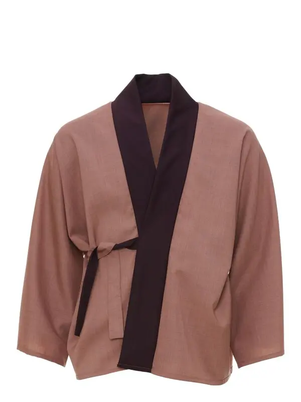 MOE Wool Jacket With Plum Collar - Pink/red