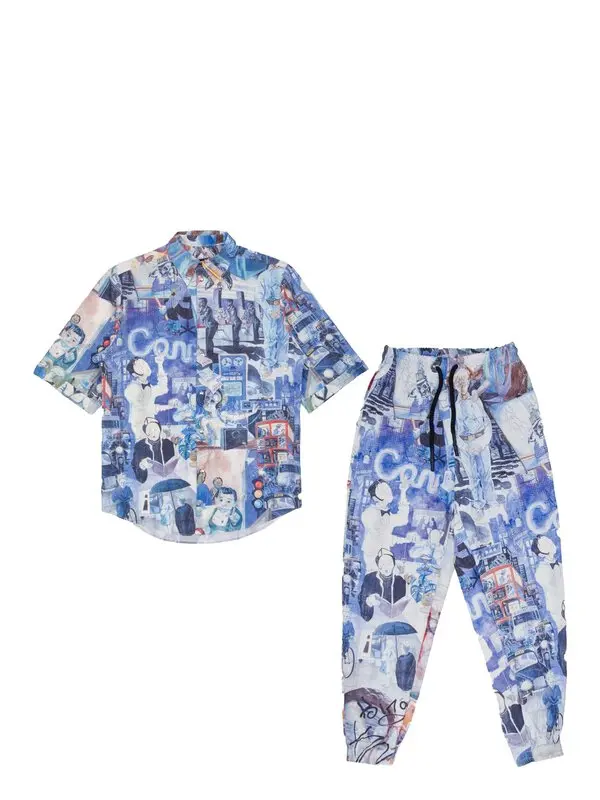 MYSIMPLICATED Printed Shirt And Trousers Set - Blue