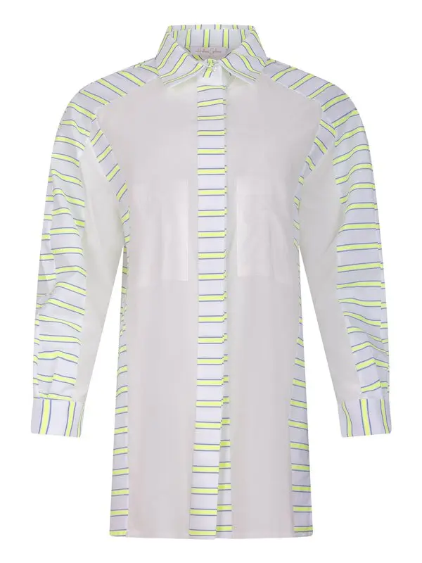 HELENE GALWAS Oversized Striped Shirt - White/grey