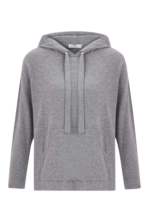 PERALUNA Cashmere Blend Knit Hoodie Pullover - Grey