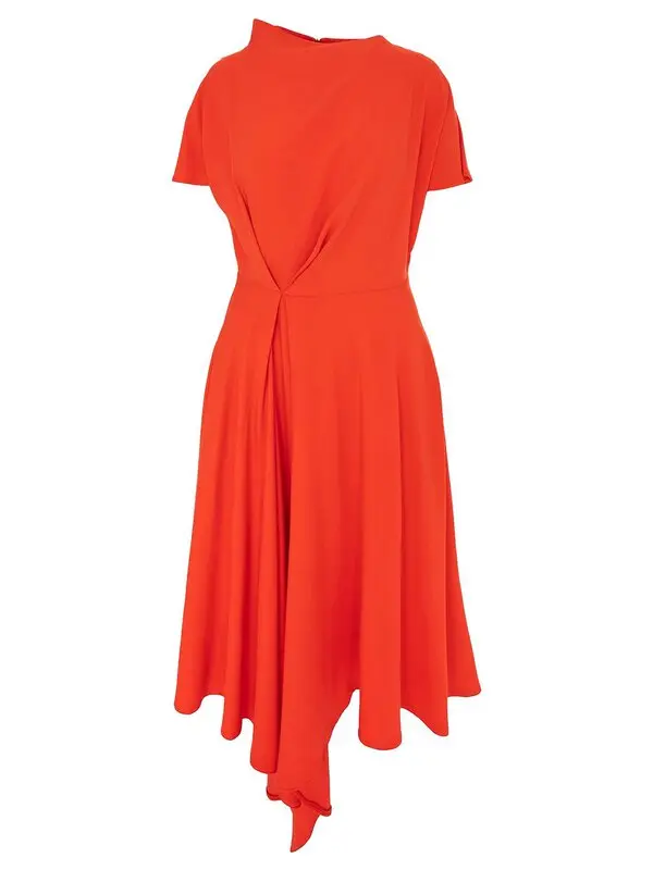 LARISA DRAGNA Scarlet Asymmetric Midi Dress - Red