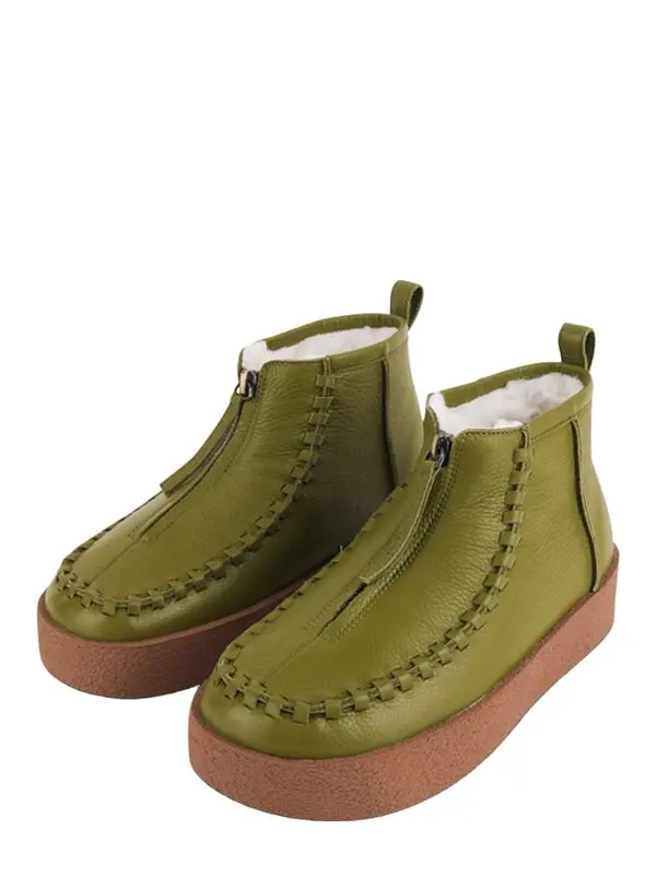 Intentionally Blank Tam Tam Faux-fur Lined Leather Ankle Boots - Green