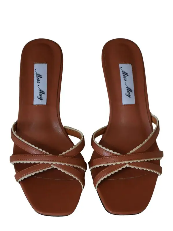 MISS MAY THE BRAND Marisol Criss-cross Vegan Leather Sandals - Yellow