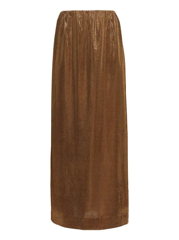 HELENE GALWAS Lamé Knit Heda Maxi Skirt - Brown