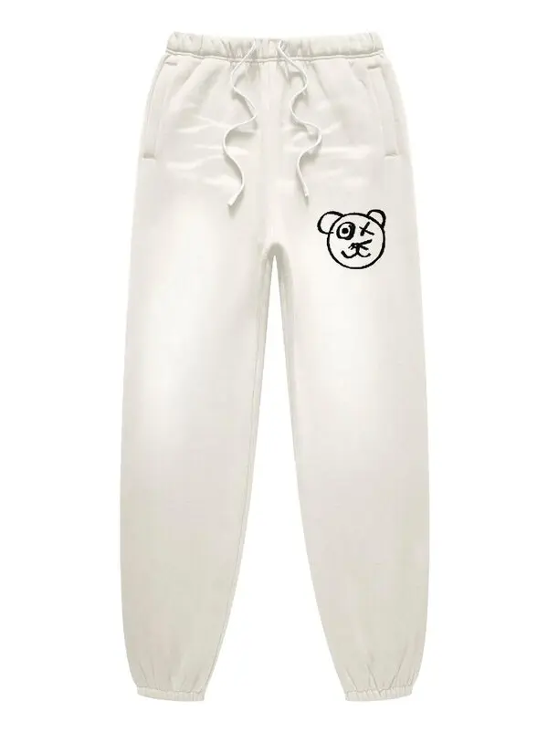 X ILONA BLUE Neutrals Graffiti Teddy Bear Joggers - Black
