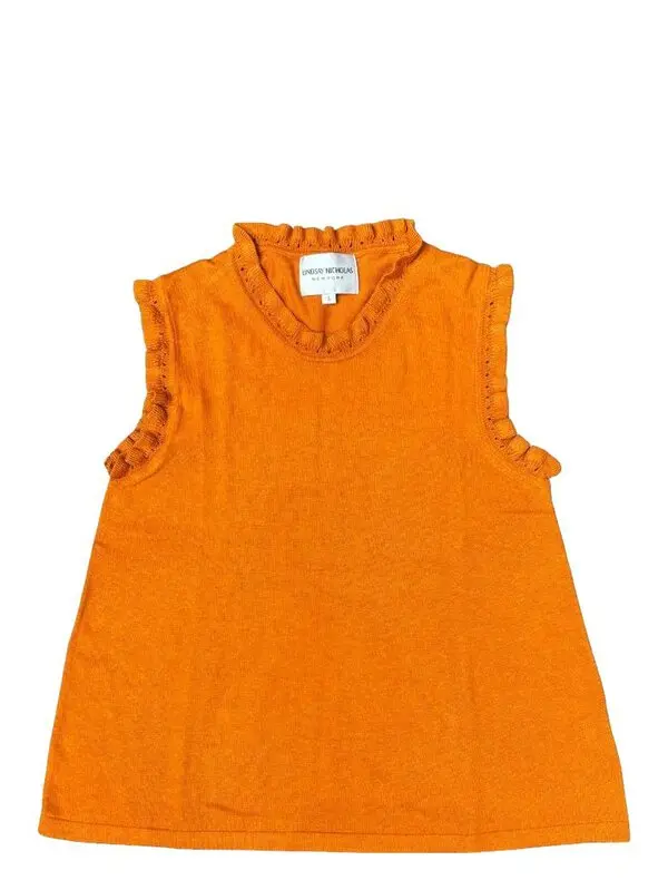 LINDSAY NICHOLAS NEW YORK Frill Crewneck Shell - Orange