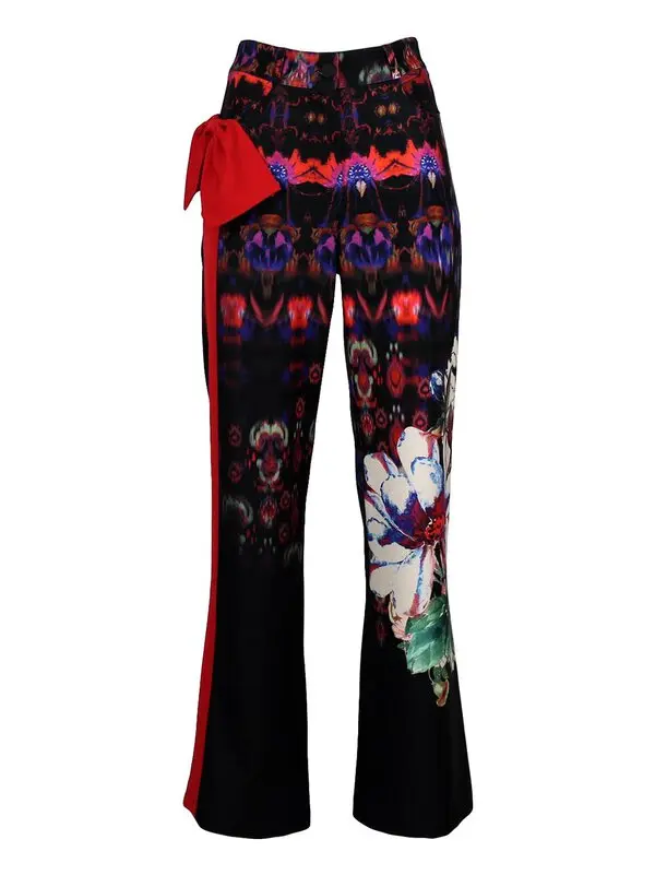 LALIPOP DESIGN Bow Detailing Panelled Wide-leg Pants - Black