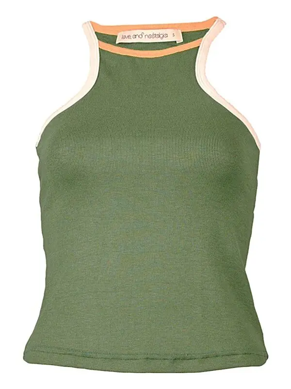 LOVE AND NOSTALGIA Rib Singlet With Racer Back - Green