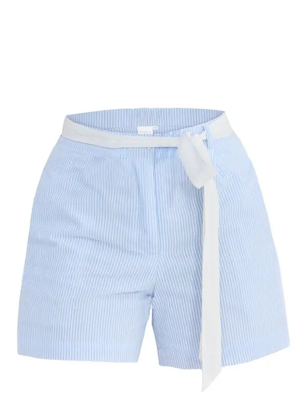 REISTOR Striped Regular Fit Shorts With Belt - Blue