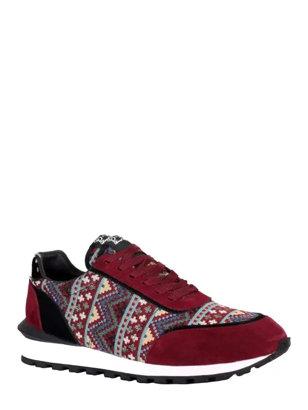 DAVID WEJ Ethnic Print Low-top Sneakers - Red
