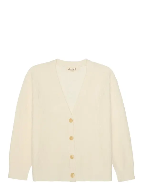 ELLSWORTH + IVEY Lilah V-neck Cashmere Cardigan - White