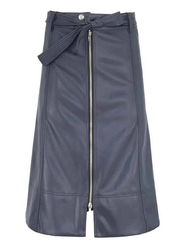 PROFILE NYC Leather Zip-up Skirt - Blue