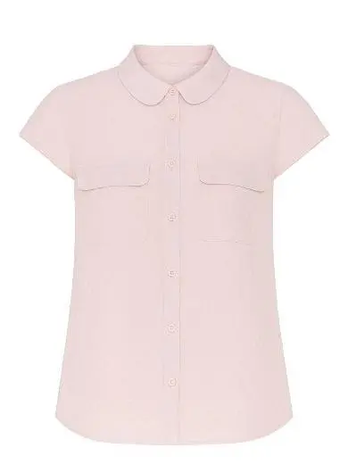 CONQUISTA Short Sleeve Poplin Blouse - Pink
