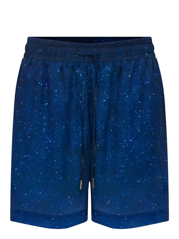 JE TE VEUX Night Sky Printed Drawstring Shorts - Blue
