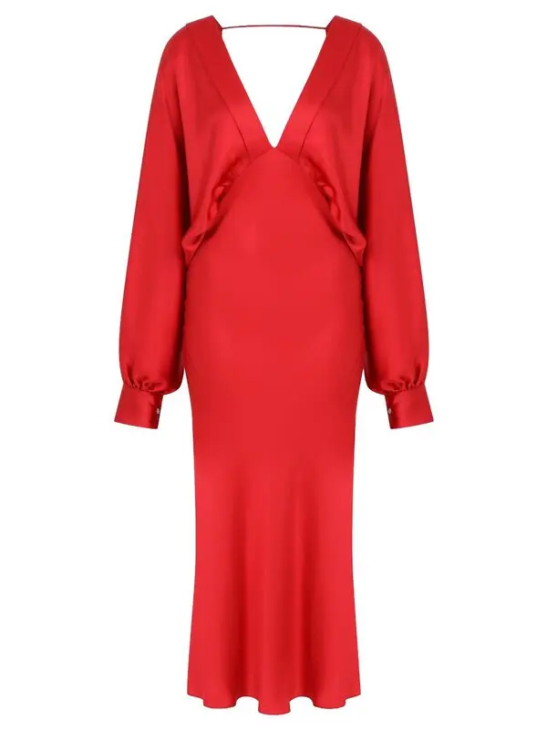 NAZLI CEREN Mila Satin Dress - Red