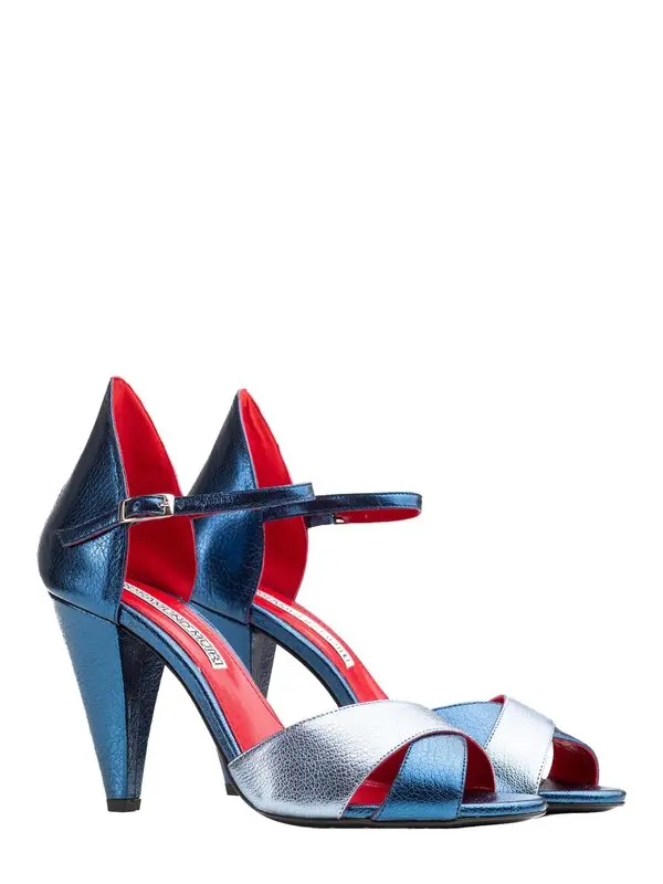 ROSAMUND MUIR LONDON Aurora Metallic Heels - Blue