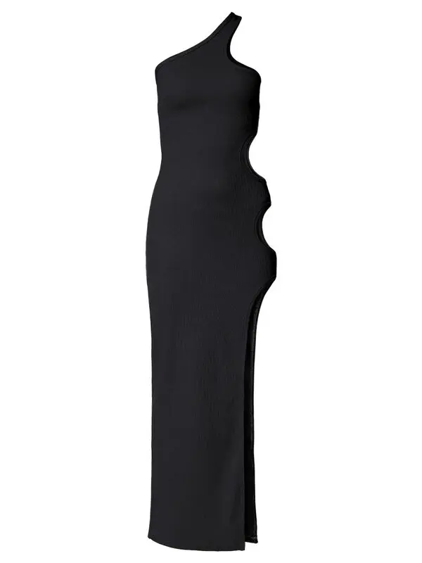 AGGI BY HALEWSKI Flavia Asymmetrical Maxi Dress - Black