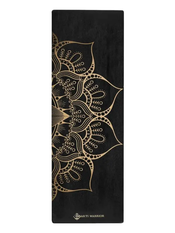 SHAKTI WARRIOR 6mm Tpe Yoga Mat With Lotus Design - Gold/black
