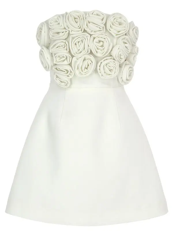 HERFETCH Mini A-line Dress With Rosette Detail - White