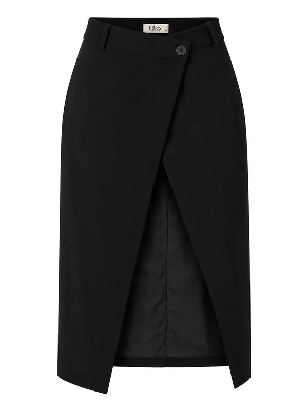 THE ETHOS STUDIO Asymmetrical Wrap Skirt - Black