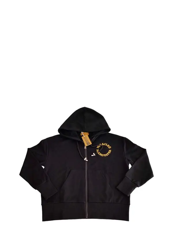 MIRACLES MANIFESTER Embroidered Zip-up Hoodie - Black