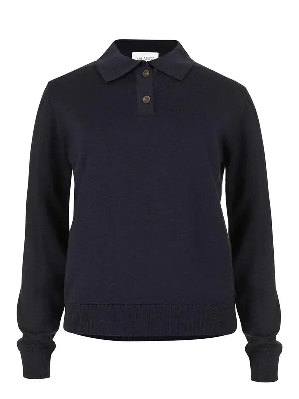 SALANIDA Galante Merino Wool Polo Top - Black