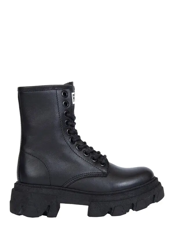 URBNKICKS Leather Combat Boots - Black