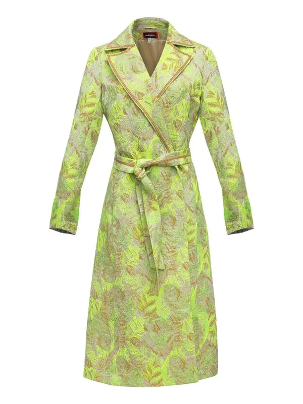 ANDREEVA Jacqueline Coat With Detachable Feather Cuffs - Green