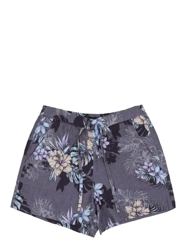 LORDS OF HARLECH Leanne Floral Linen Short - Black