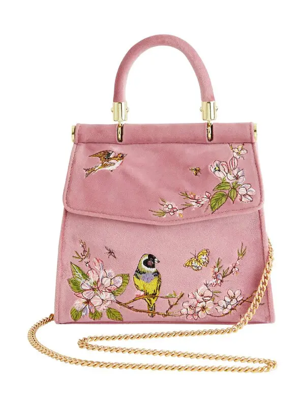 FABLE ENGLAND Bird Embroidered Mini Tote - Pink