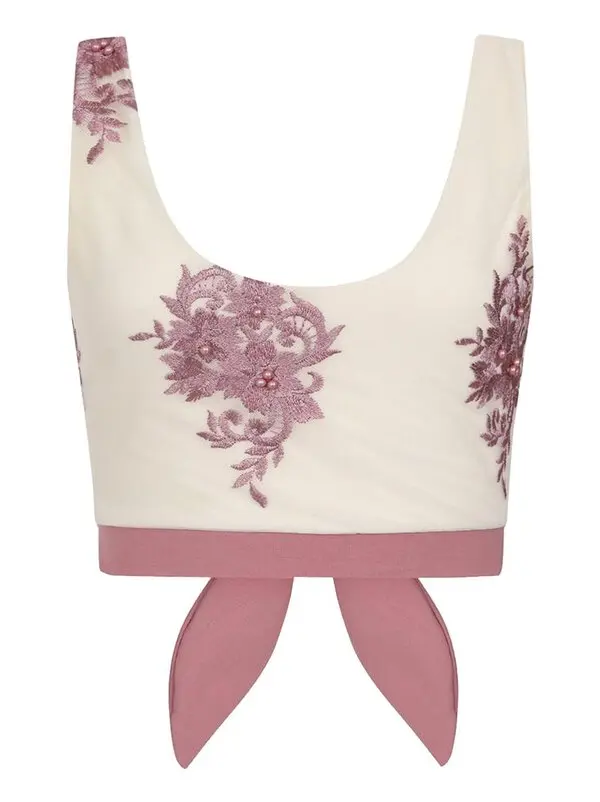 SOPHIE CAMERON DAVIES Beaded Crop Top - White
