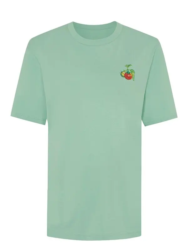 INGMARSON Organic Cotton T-shirt With Tomato Embroidery - Green