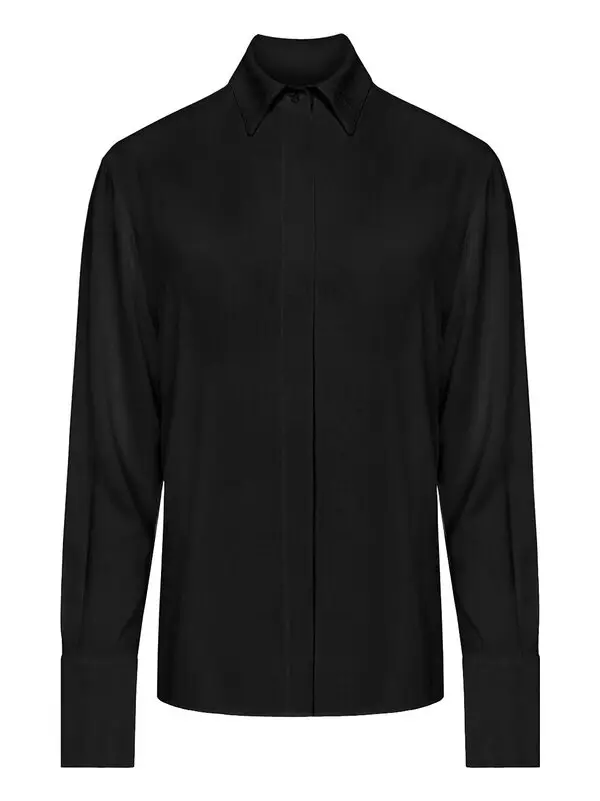 MANDRAGORA Linen And Viscose Long Shirt - Black