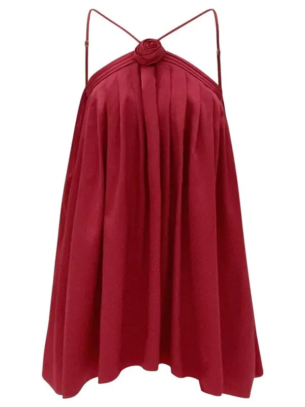 NUAJE NUAJE Lily Rosette Silk Mini Dress - Red