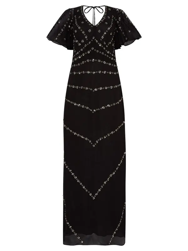 ROSE & NANCY Sequin Maxi Dress - Black
