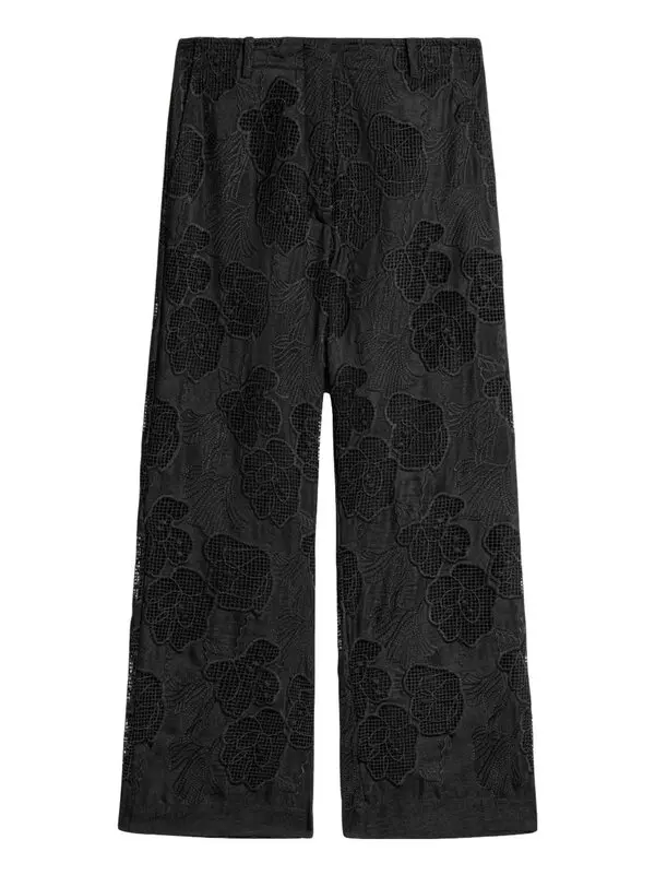NOCTURNE Printed Straight-leg Pants - Black