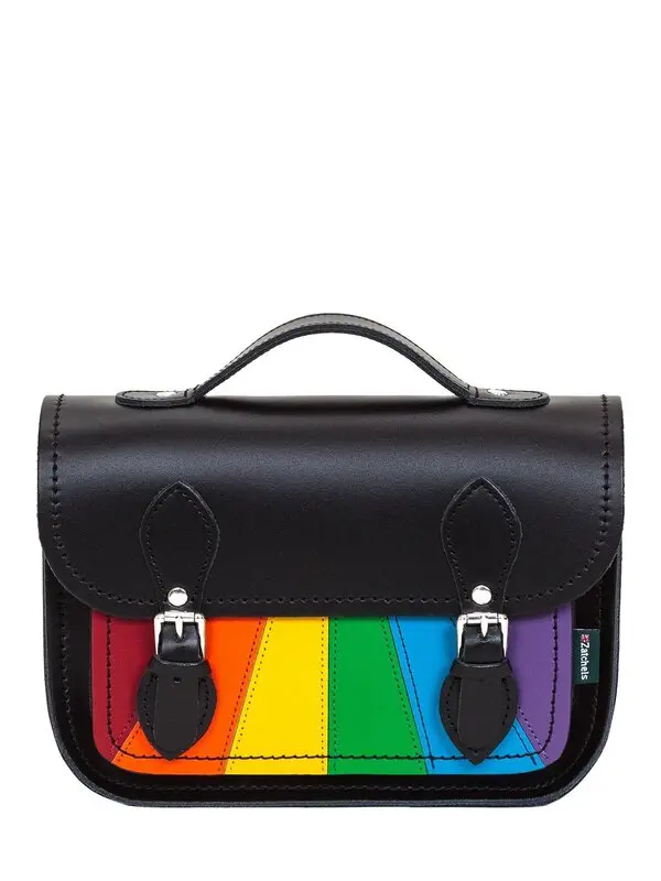 ZATCHELS Leather Midi Satchel Crossbody - Black