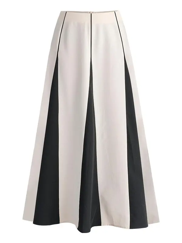 PAISIE Maxi Skirt With Contrast Panel Detailing - Black