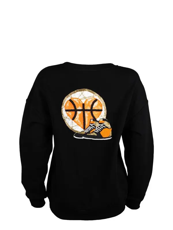 LAINES LONDON Embellished Basketball Love Sweatshirt - Black