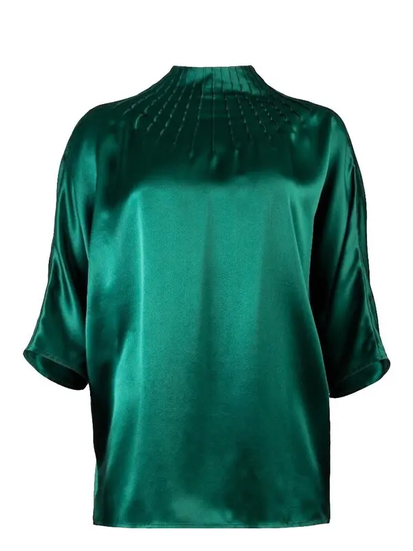 HELENE GALWAS Camellia Silk Blouse - Green