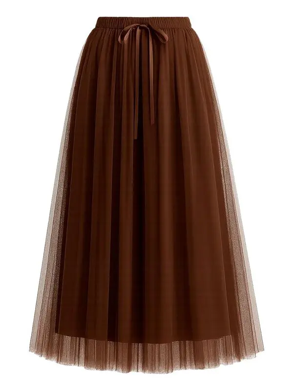 TANTRA SPAIN SL Tulle Layered A-line Skirt - Brown