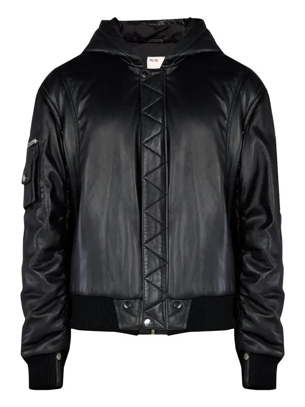 PCFG Leather Bomber Jacket - Black