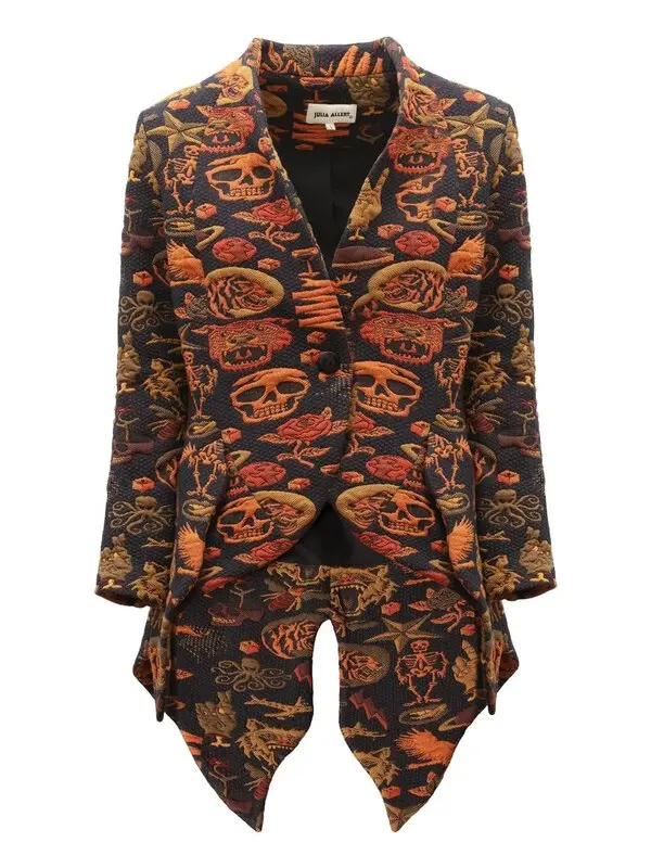JULIA ALLERT Jacquard Blazer With Asymmetrical Hem - Yellow/black