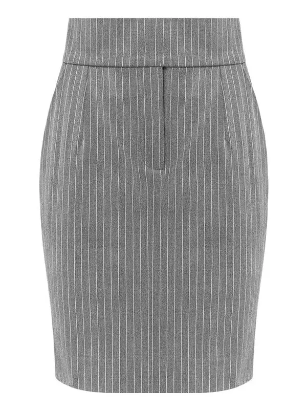 MANDRAGORA Fitted Striped Skirt - Grey